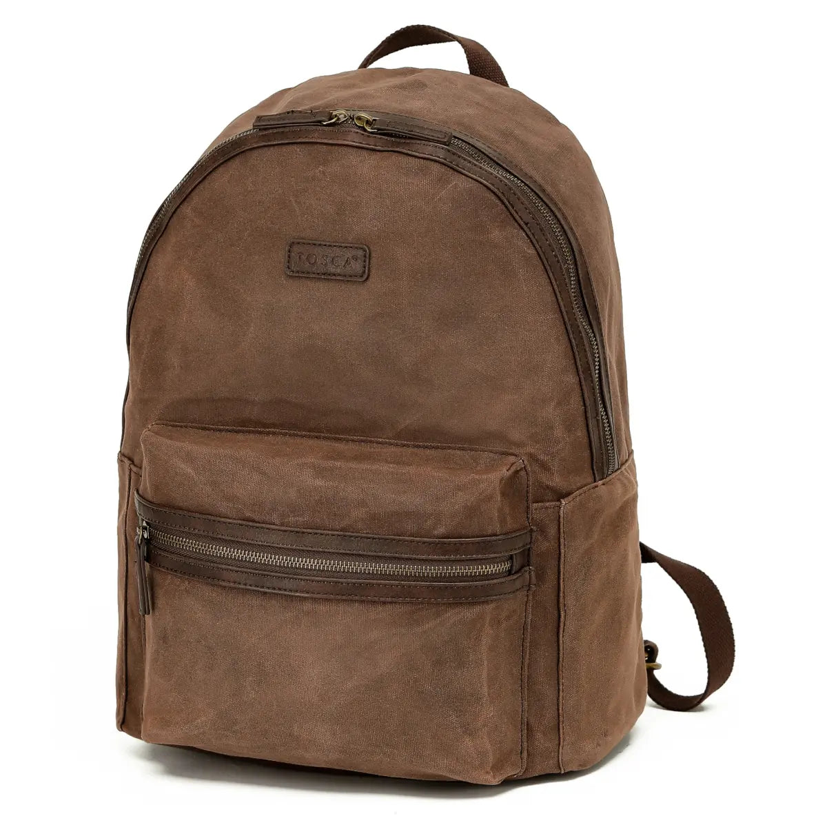Tosca Brown Waxed Canvas Backpack Main Compartment – Travel Universe